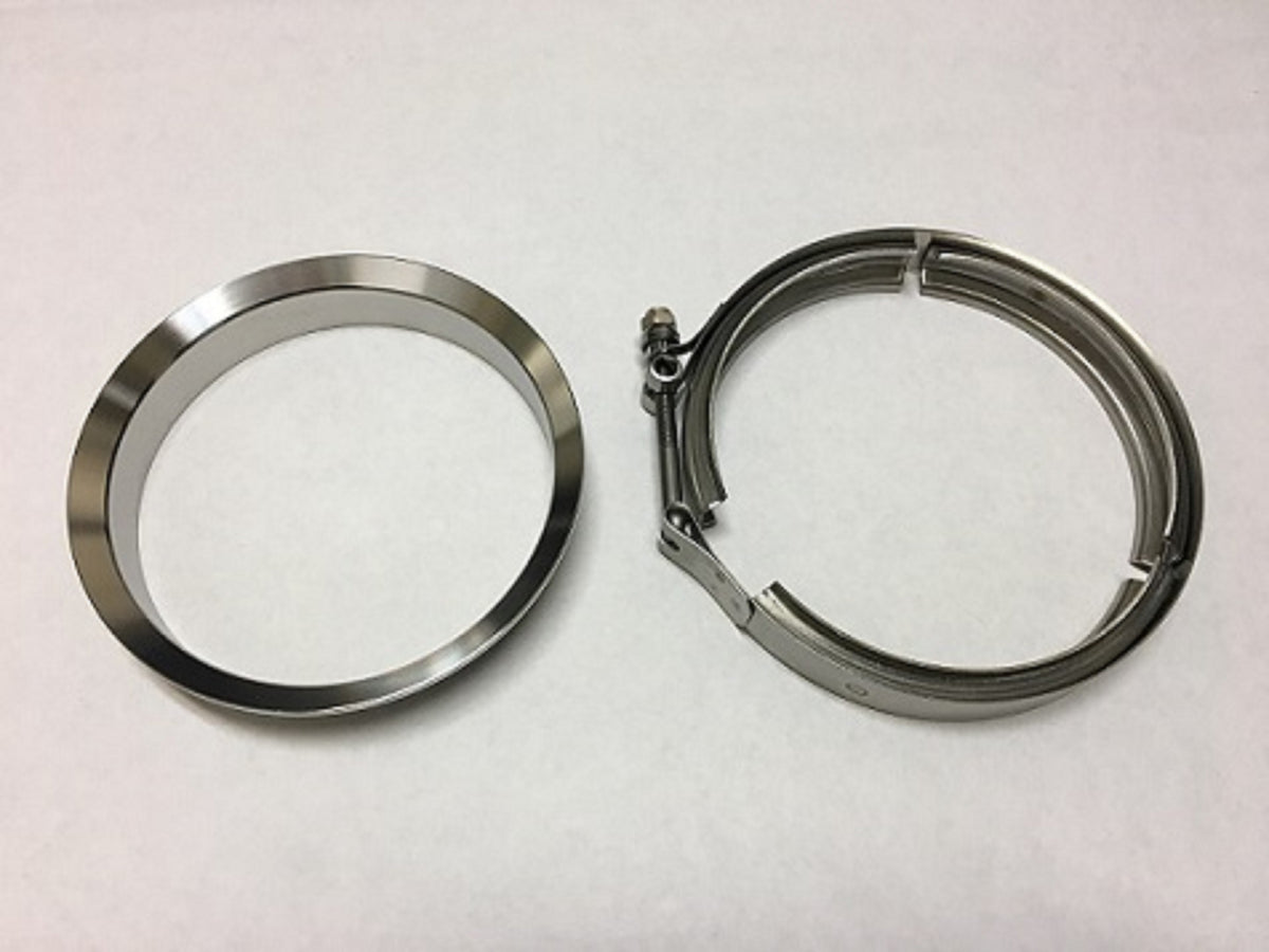 5" MARMON Stainless Downpipe Flange & Clamp GARRETT T6 DIVIDED TBN HSG ...