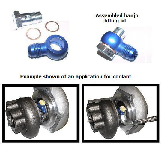 Banjo Fitting Kit, (1) ALUM Banjo fitting 14mm hole (for 14mm bolt) wi ...